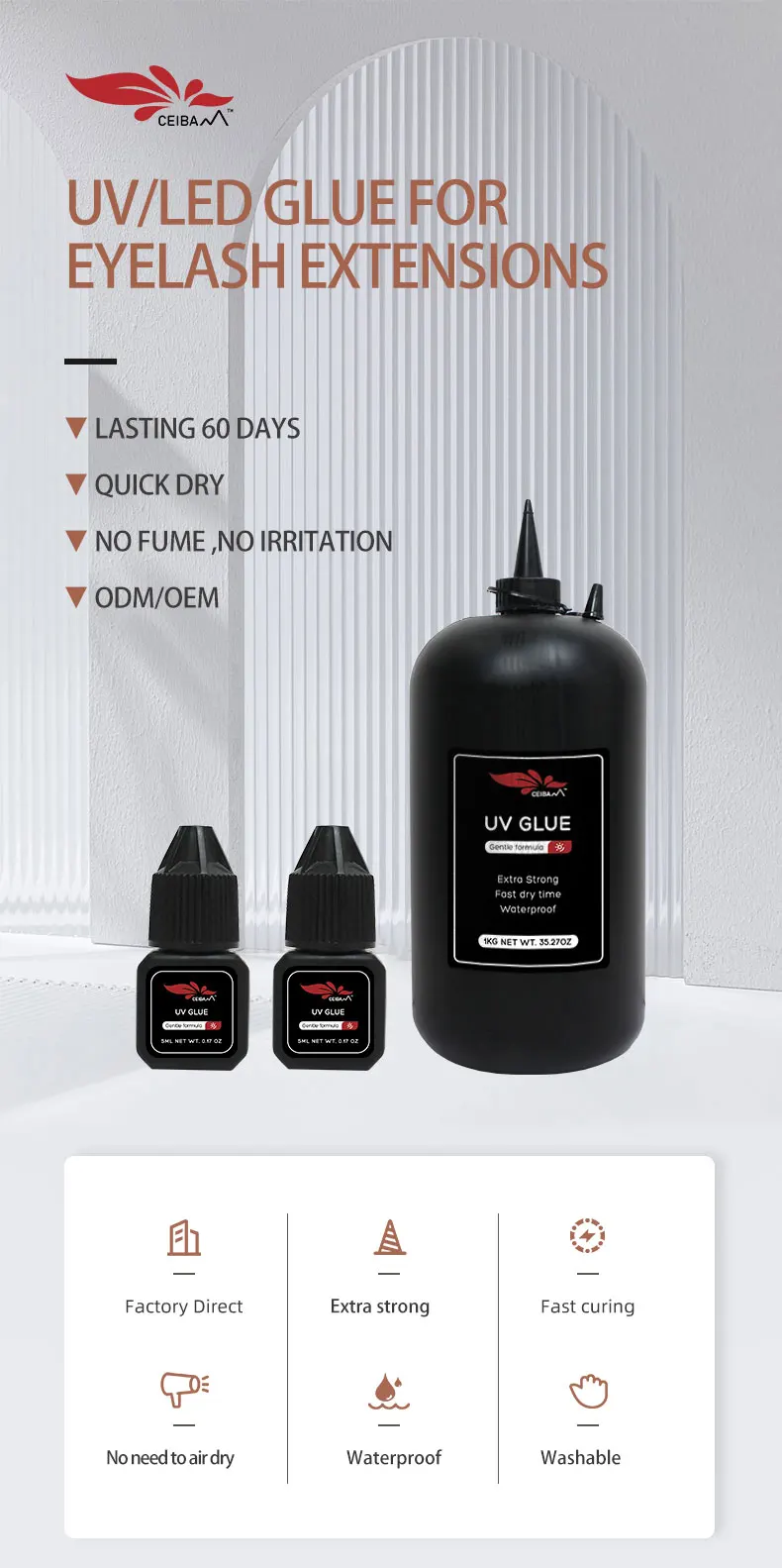 Wholesale Uv Led Adhesive Eyelash Extension Lamp Waterproof Fast Drying Eyelash Extension Glue ...