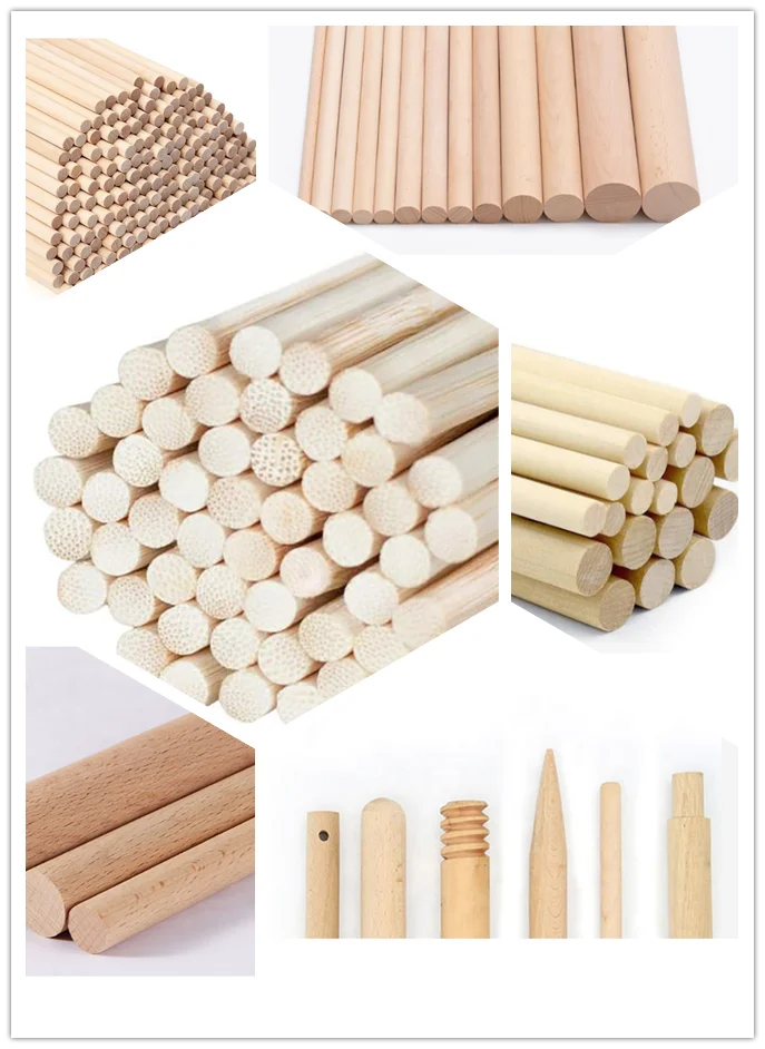 Wooden Craft Dowel Rods Unifished Round Birch Hardwood Wooden Craft ...