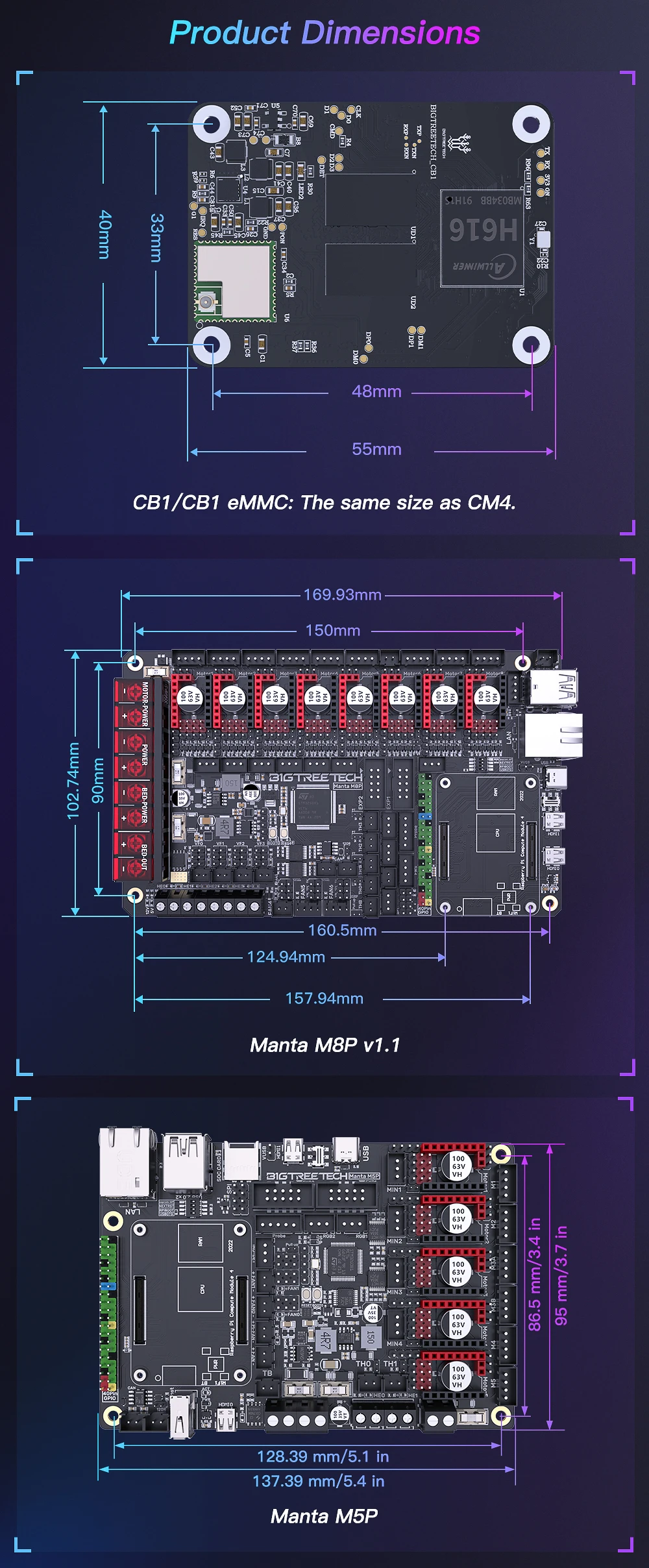 Bigtreetech Manta M5p 3d Printer Motherboard Controller 32 Bit 3d ...