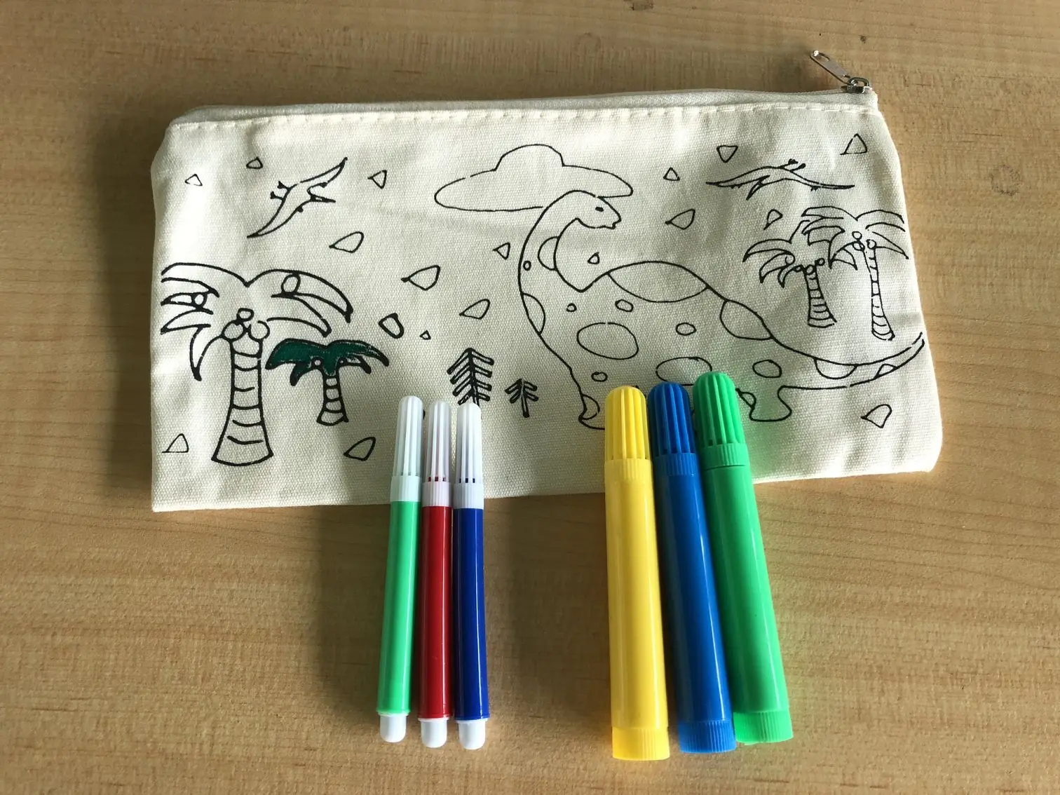 Color Your Own DIY Coloring Pencil Case Canvas Pencil Zipper Pouch ...