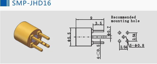 SMP Male Hermetic Sealed RF Connector - 40ghz, 50Ω