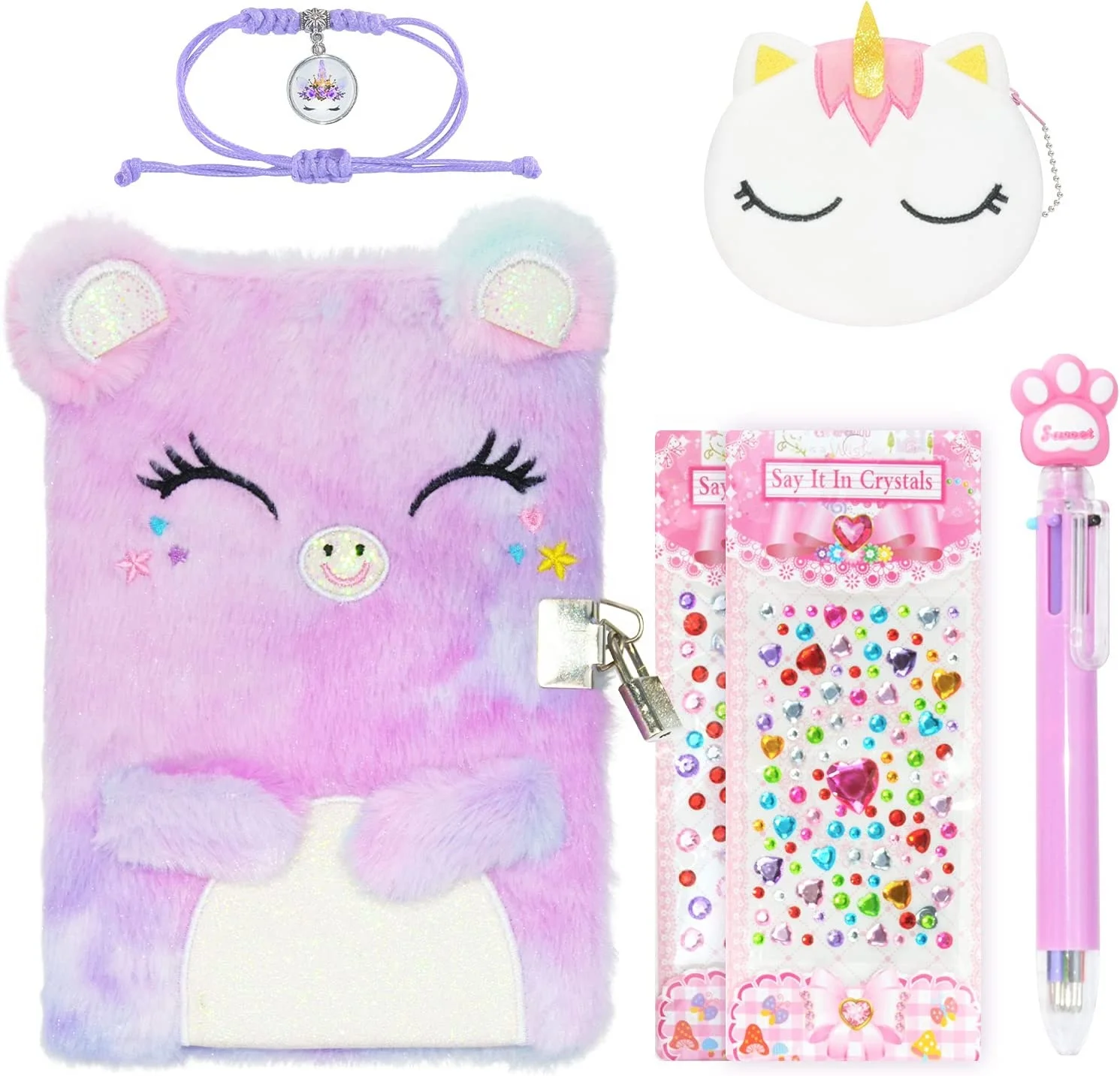 Wholesale A5 Cartoon Plush Diary with Pen and Purse for Girls Kawaii ...