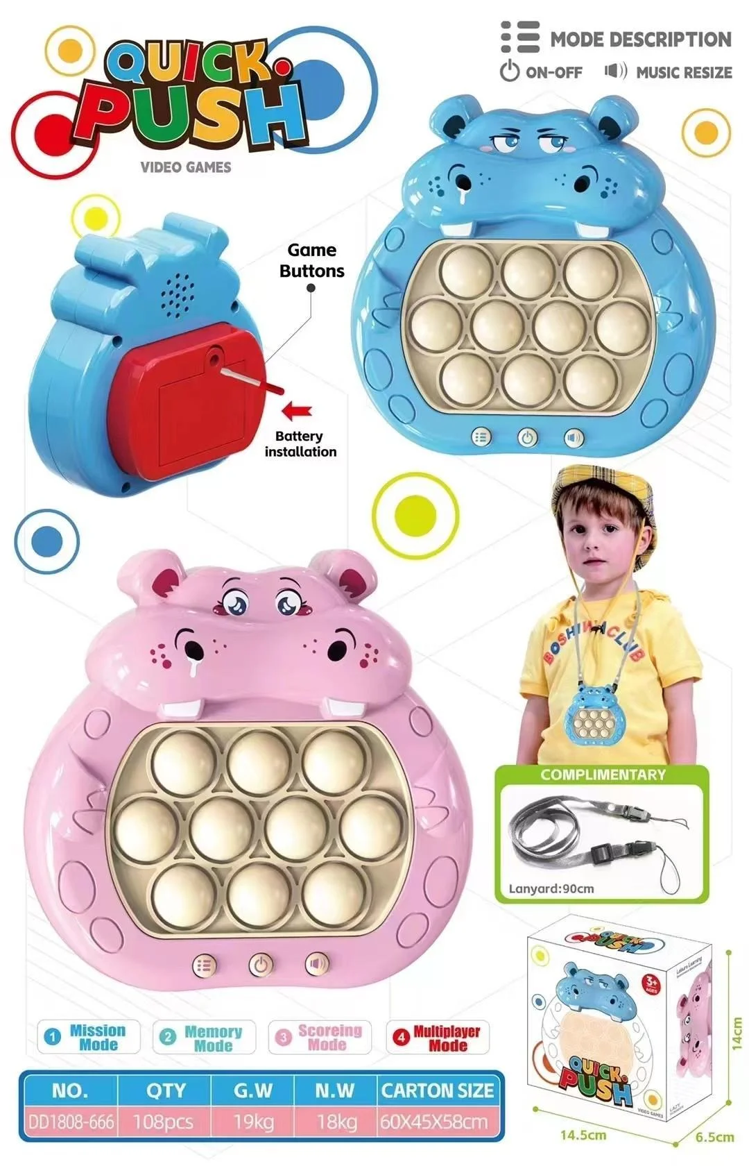 2024 New Quick Pop Light Up Console Game Fast Push It Fidget Toy Quick ...