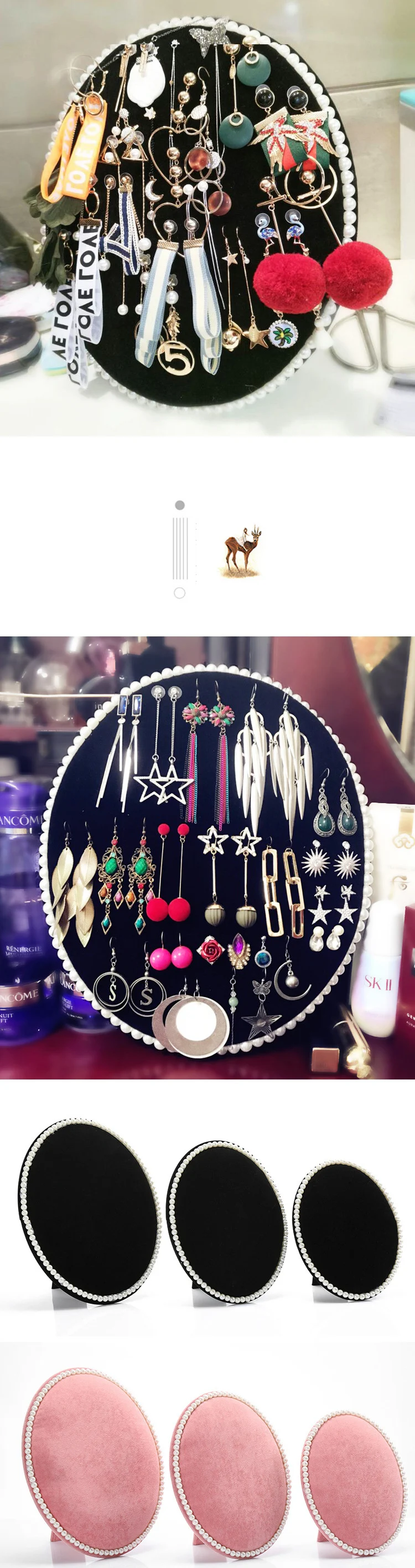 Oval Pearl Jewelry Display Stand Board Earring Necklace Stand Pendant ...