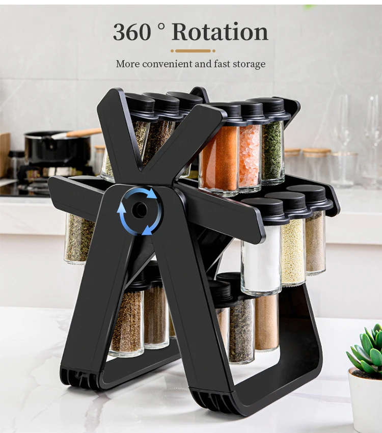 Kitchen Multifunctional Rotating Spice Rack With Jars Revolving Rack ...