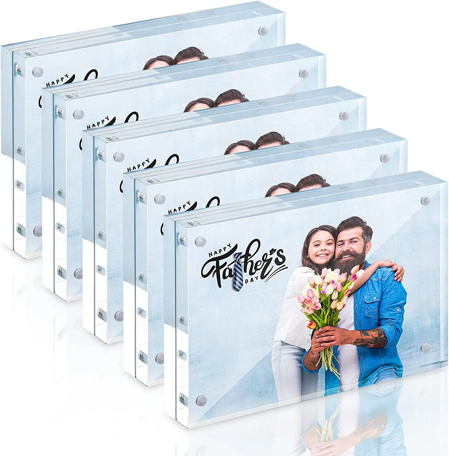 Clear Acrylic Magnetic Photo Frame Block 3x4 Inches Picture Display ...