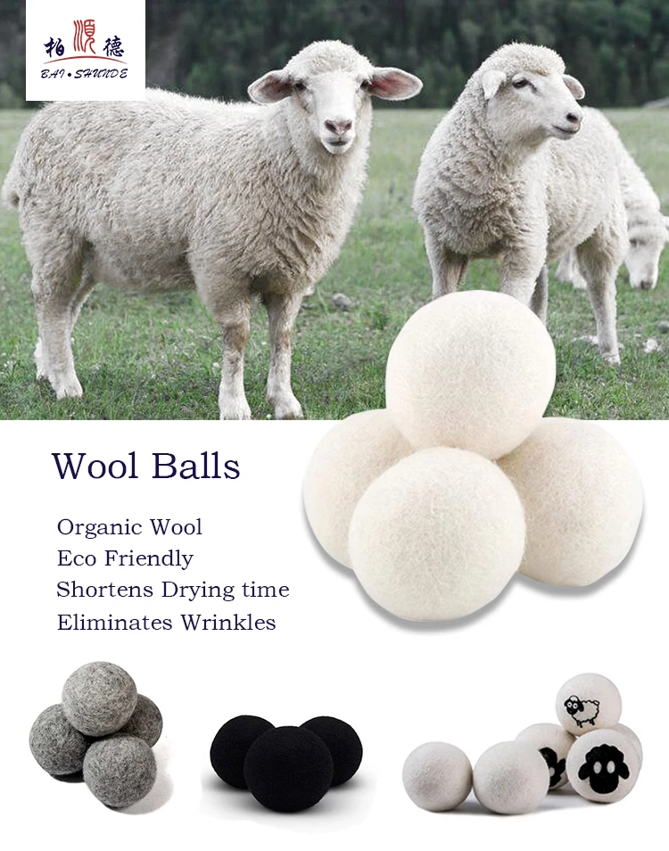 6 Pack XL Organic Wool Dryer Balls - Shorter Drying Time