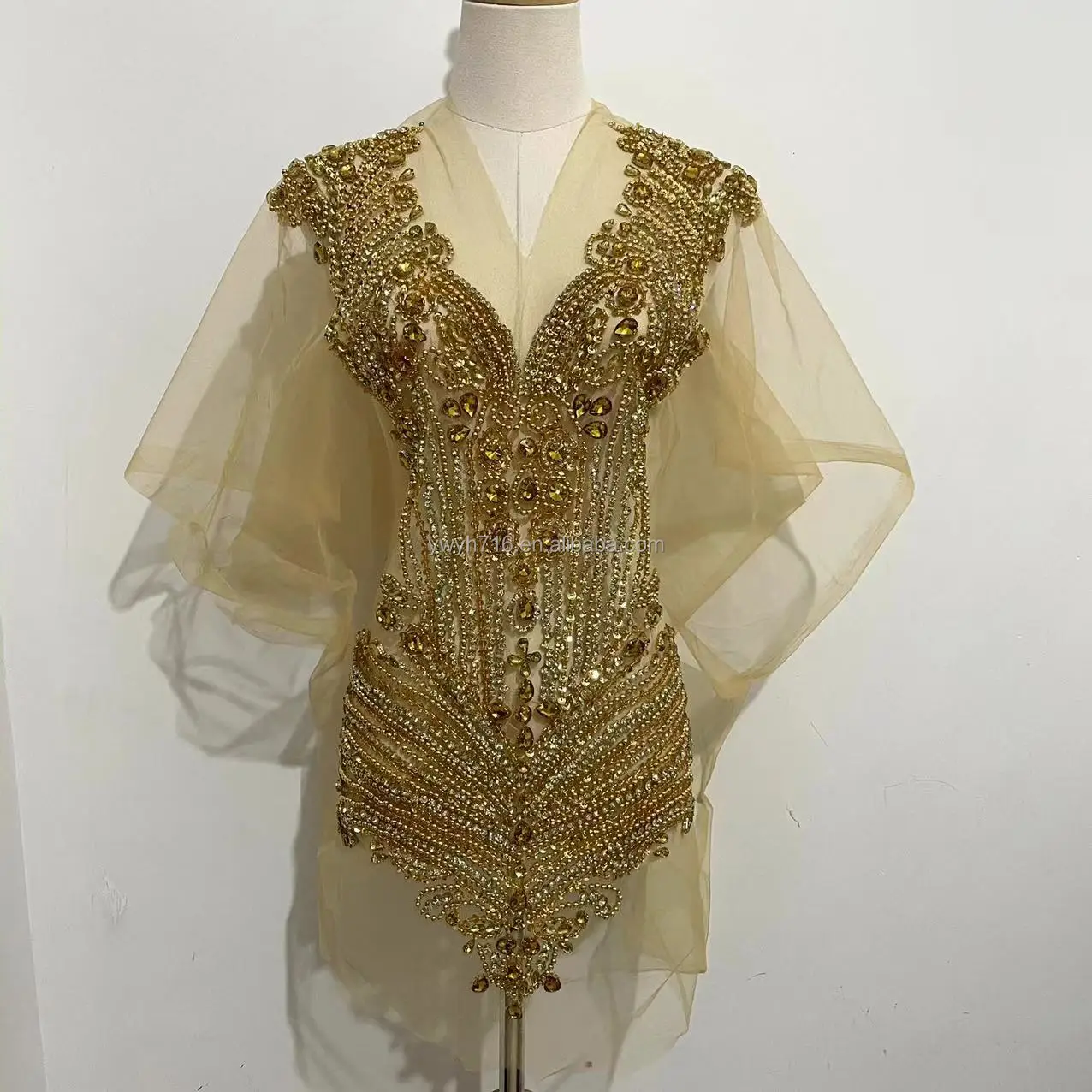 78cm Long Full Body Crystal Embroidery Beaded Panel Long Rhinestone ...