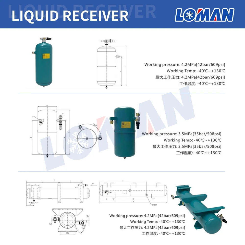 Loman Refrigerant Liquid Receiver,And Condensing Unit Receiver For Cold ...