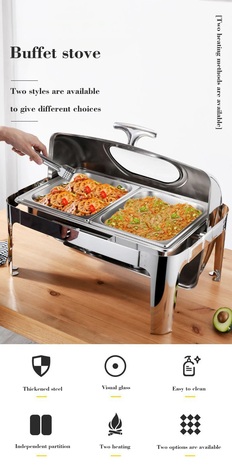 Rapid Heating 201 Stainless Steel Chafing Dish Buffet Heater 9 Liters ...