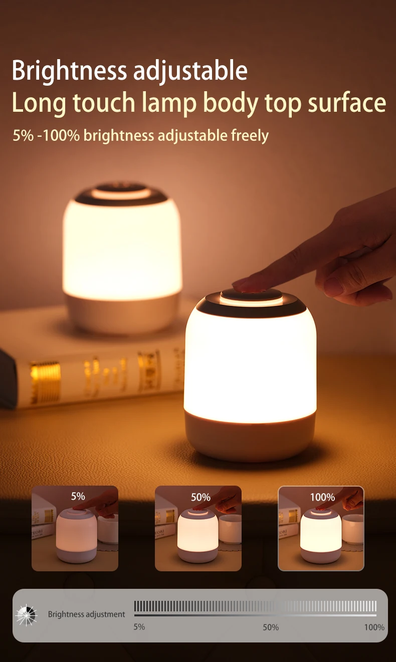 Led Touch Table Night Light Wireless Rechargeable Bedside Lamp Touch ...