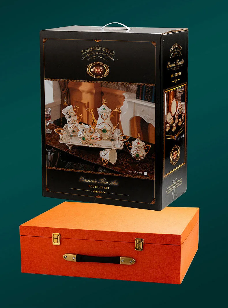 Wholesale Luxury Porcelain Ceramic Bone China Coffee Tea Set Gift Box ...