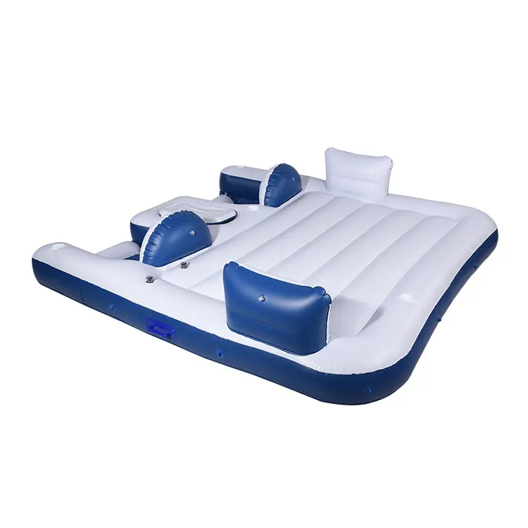 Four-Person Square Floating Island with Backrest 4m PVC Inflatable Pool ...