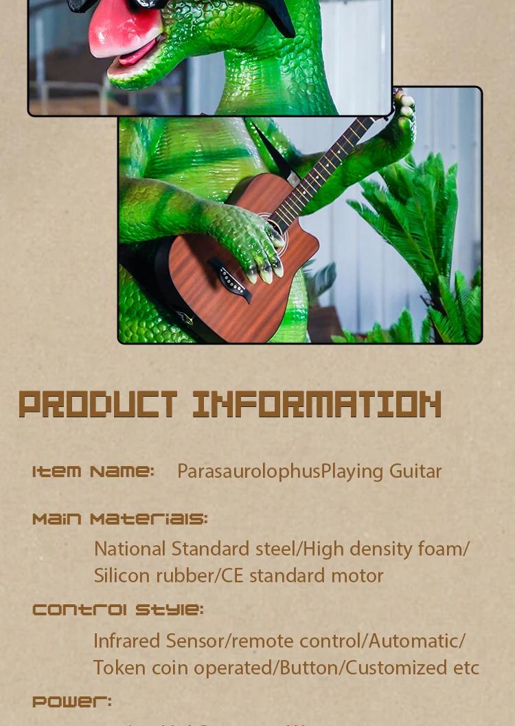 Parasaurolophus Playing Guitar Dinosaur Theme Park Animatronic Models ...