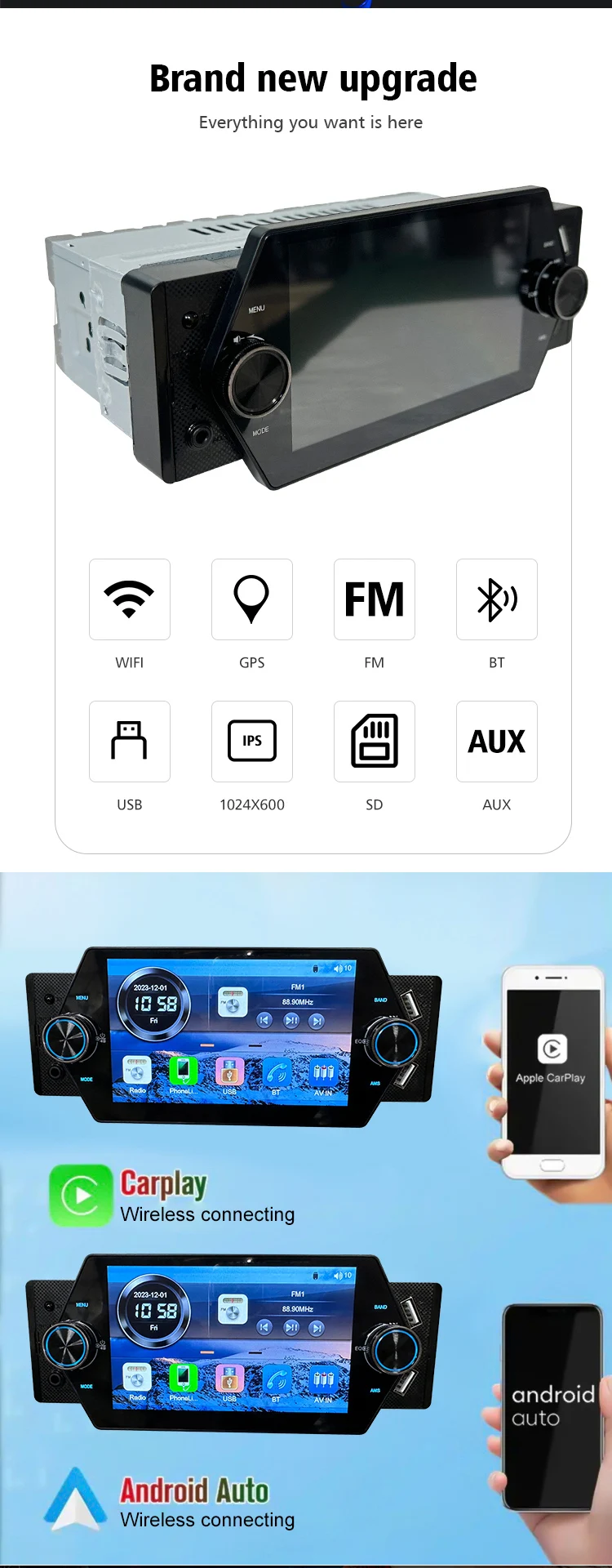 Universal 7inch Car Radio Player Retractable 1 Din Car Radio With Gps ...