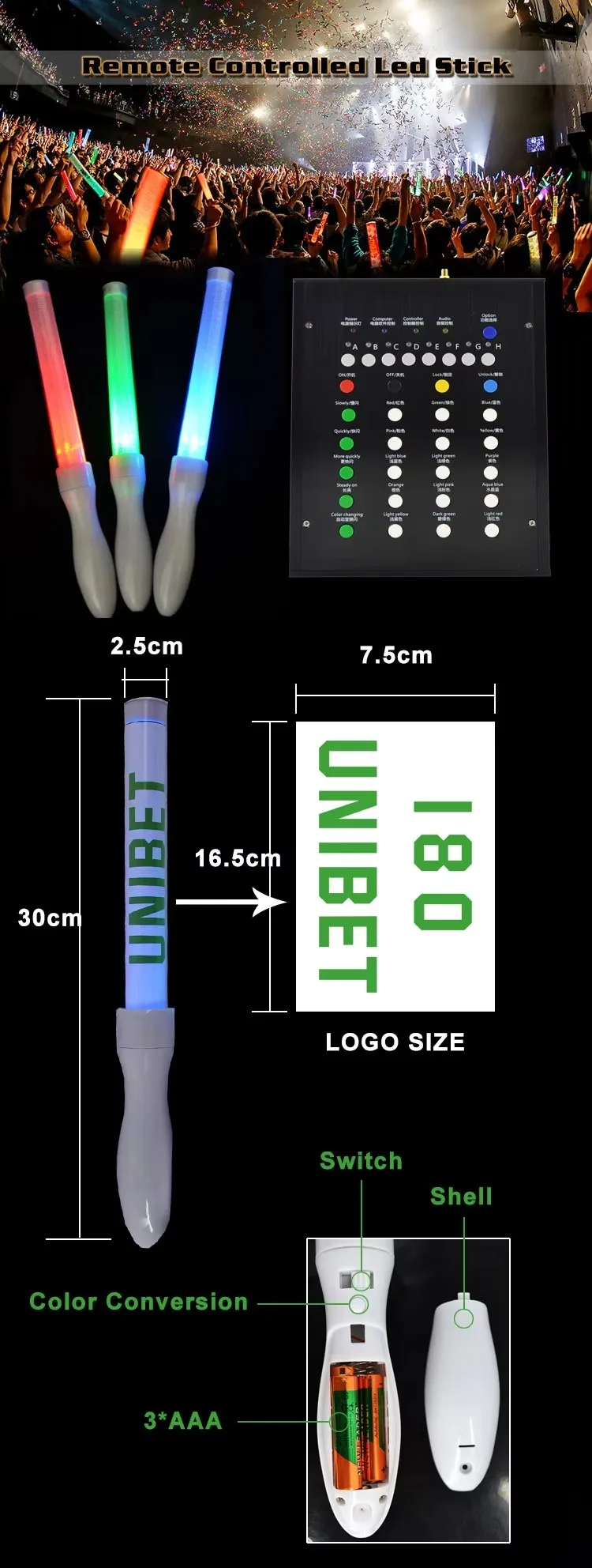 Concert Party Decoration Penlight Stick Radio-Controlled LED Light ...