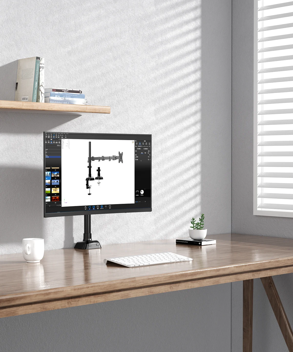 Single Adjustable Desk Mount Monitor With Mounting Holes 75 To 100 ...