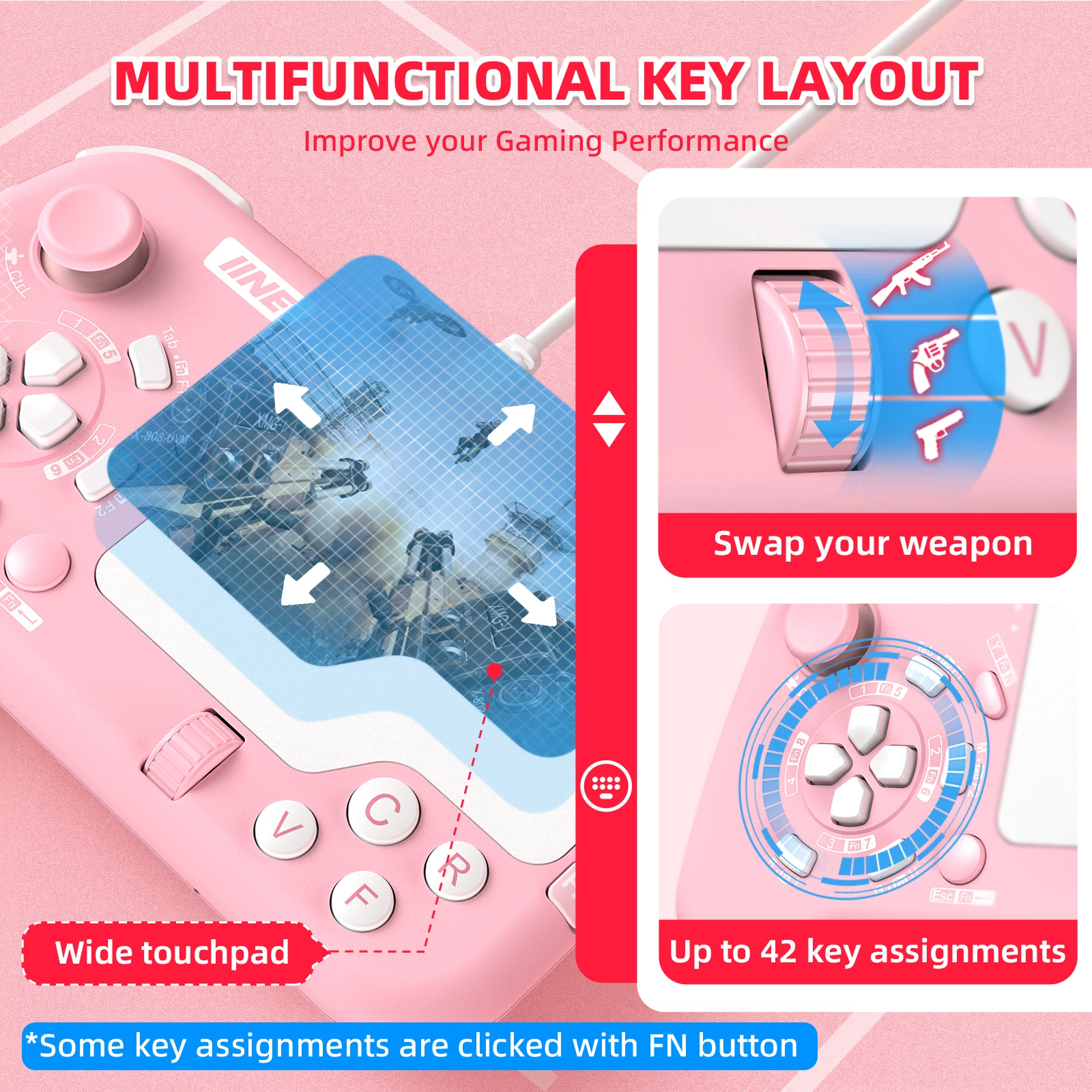 Keyboard And Mouse Combo Set With Touchpad Mouse-pad Pro Controller ...