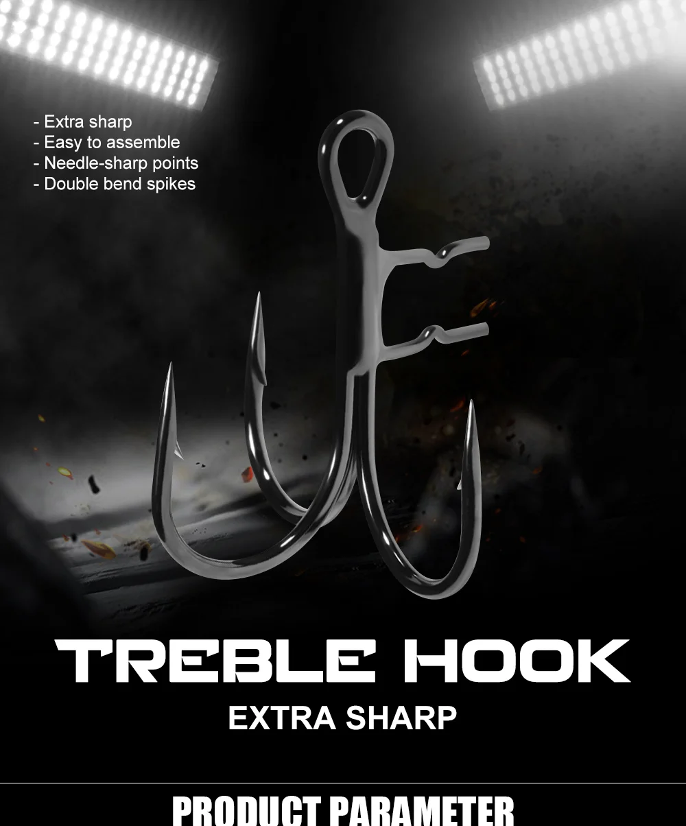 Spinpoler Fishing Claw Hooks Assist Treble Hook Extra-sharp Double Bend ...