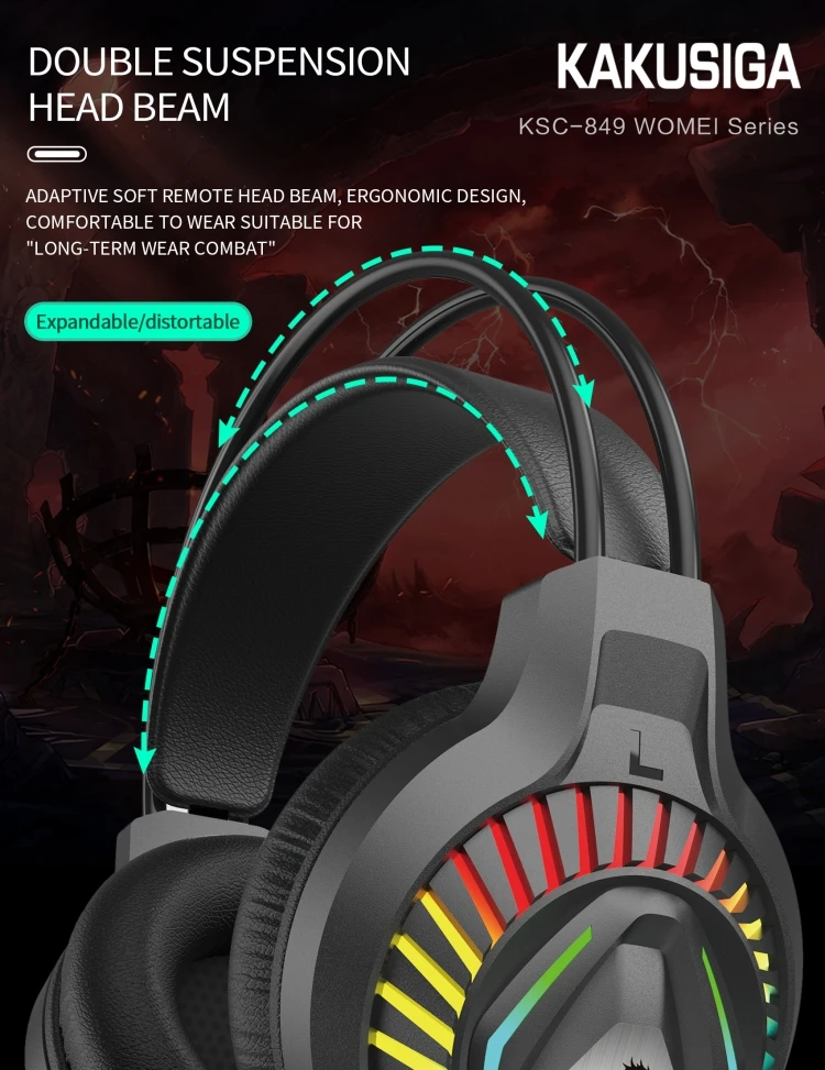KAKUSIGA Gaming Headset - Wired, Dual Plug, and ANC