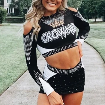 Fast Delivery Low Moq Cheer Uniform Shiny Rhinestones Cheerleader ...