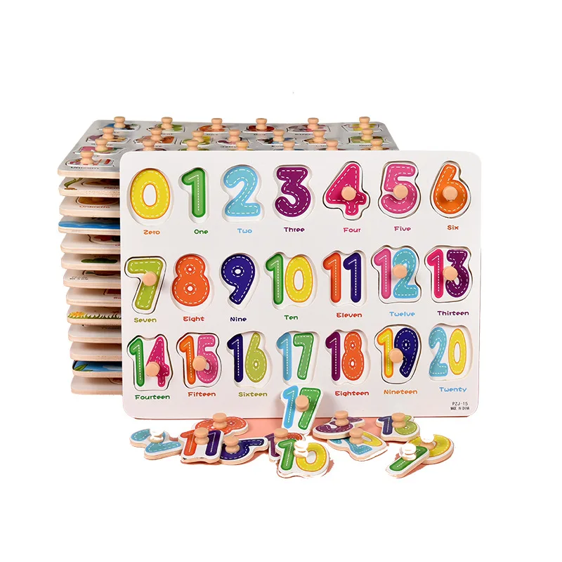 Wooden Alphabet & Number Puzzles Set Children Hand- eye Coordination ...