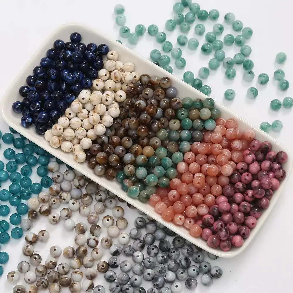 Soji New Acrylic Jade Halo Dyed Charm Round Beads Retro Ink Loose Bead ...