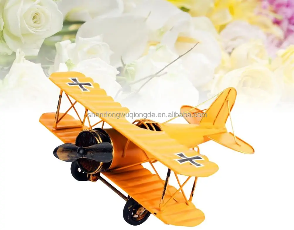 Vintage Airplane Model Metal Handicraft - Wrought Iron Biplane