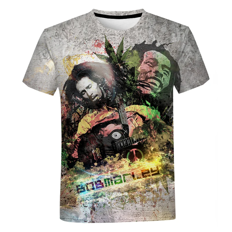Rapper Bob Marley 3D Printed Shirt for Men - Hip Hop Tshirts