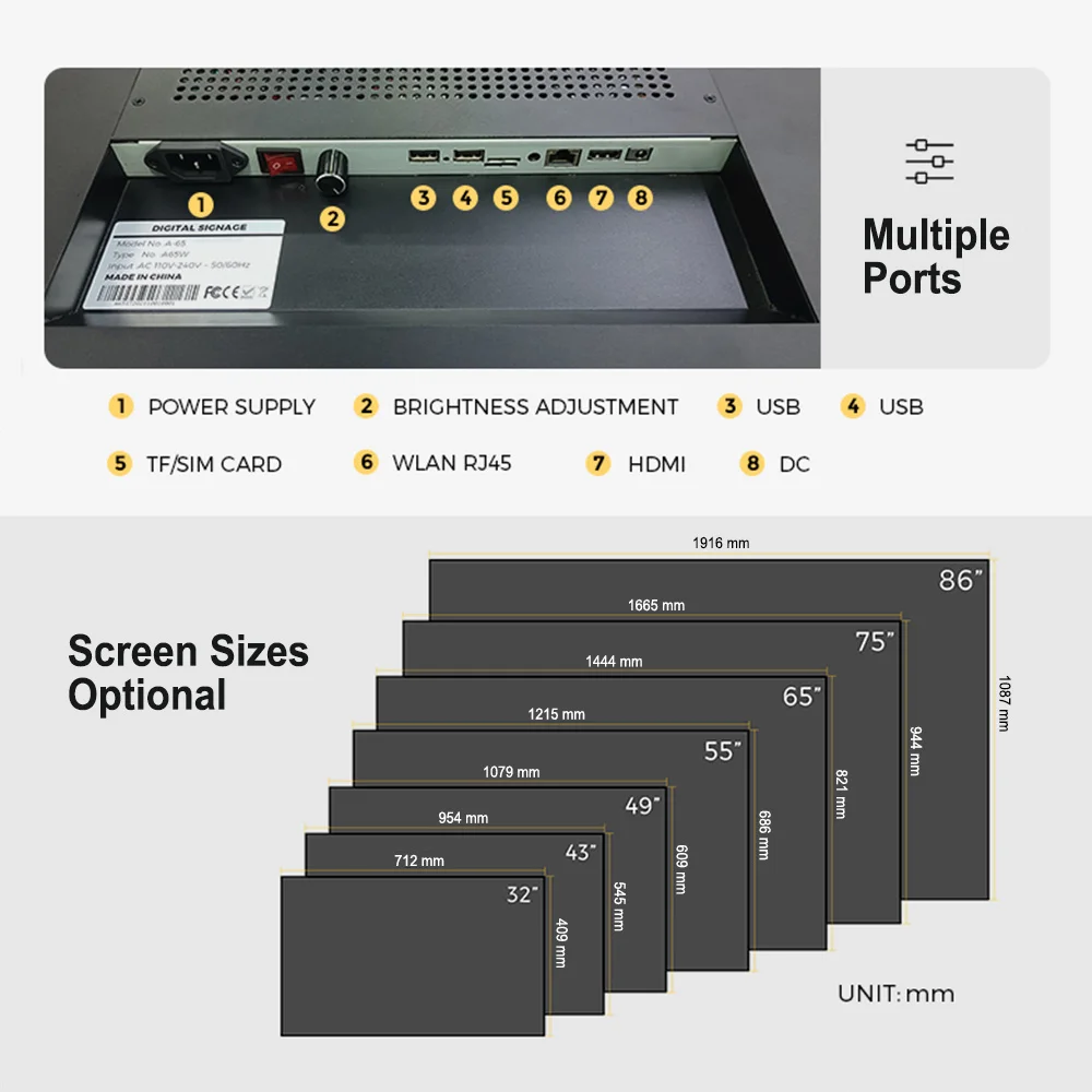 Ultra High Brightness 3000nits Lcd Window Display Screen Indoor Shop ...