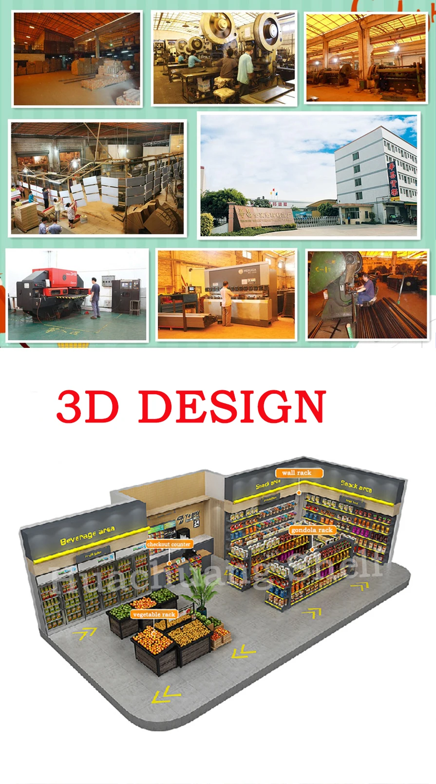 Supermarket Shelf Supplier Layout Design Metal Retail Grocery Store ...