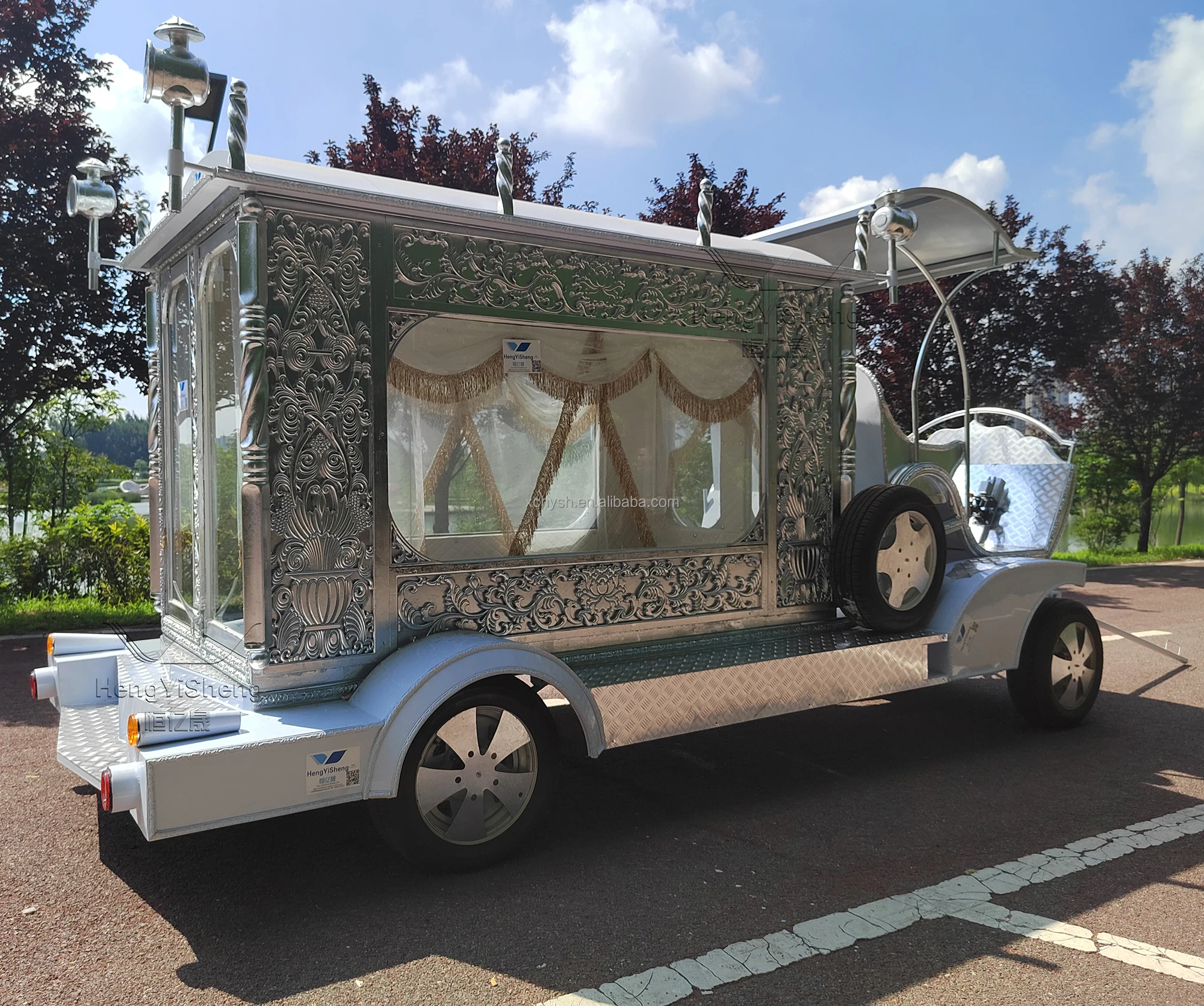Carriage Silver Glass Covered Coffin Horse Carriage Luxury Silver ...
