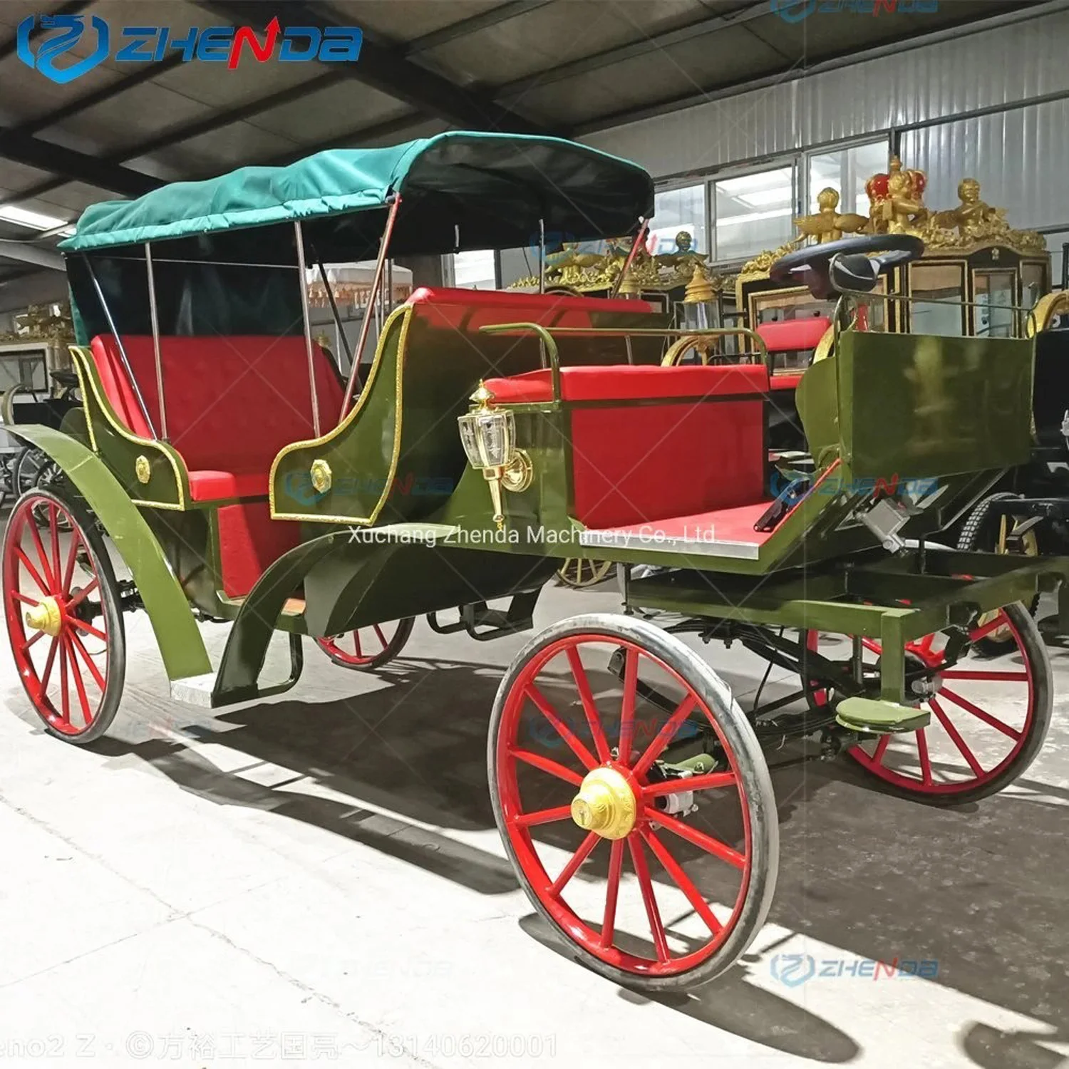 Electric Retro Double-row Sightseeing Carriage Customized Wooden ...