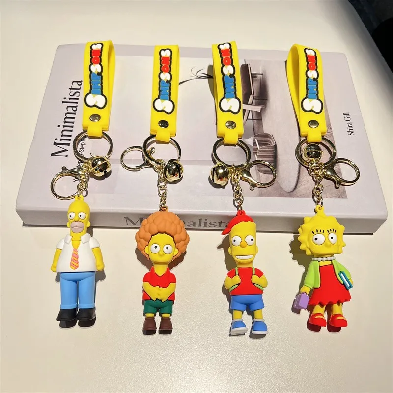 New Design Cute Simpsons Family Story Keychain Pendant Cool Car Key ...