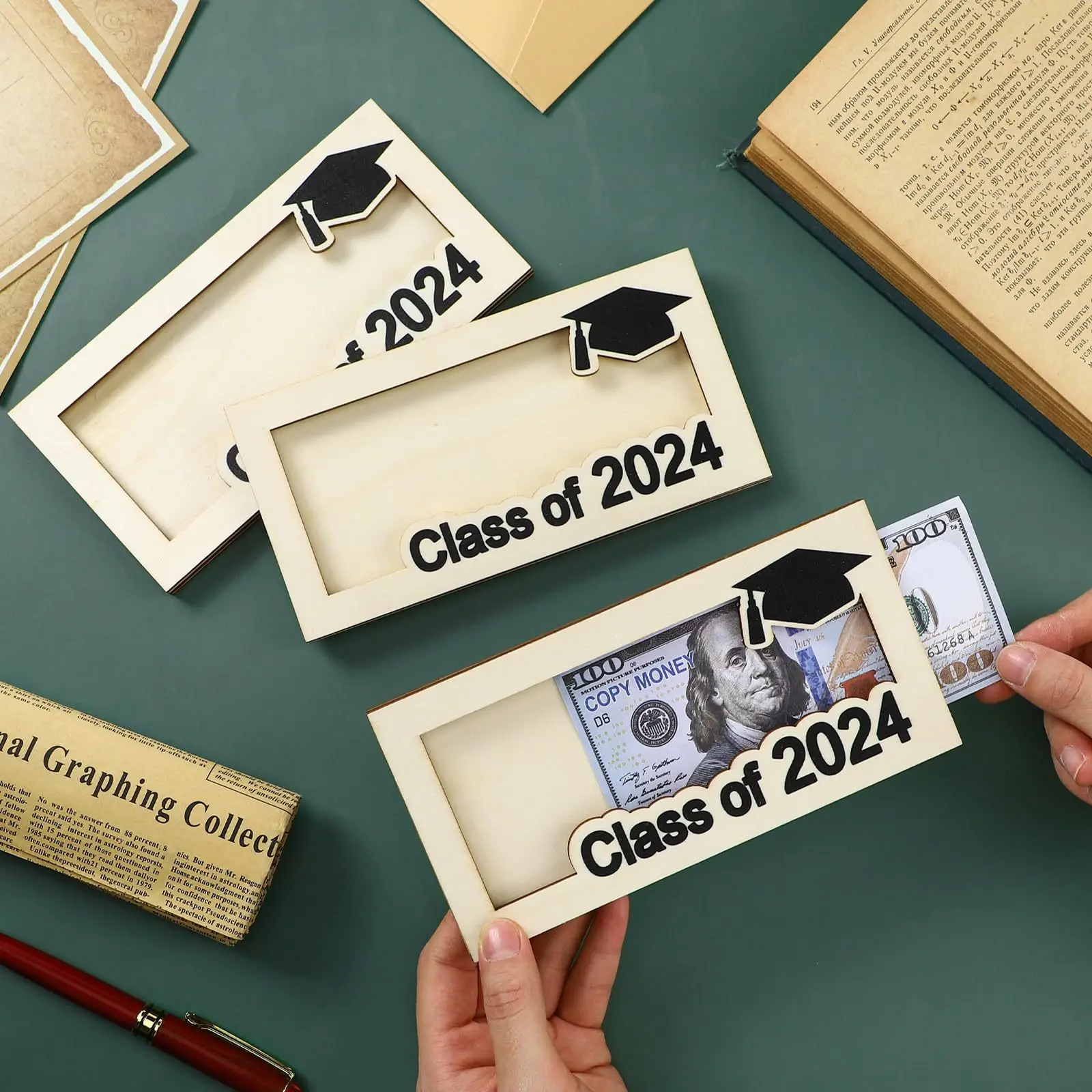 Layered Wooden Graduation Gift Card Holder Box - 19*9*1cm