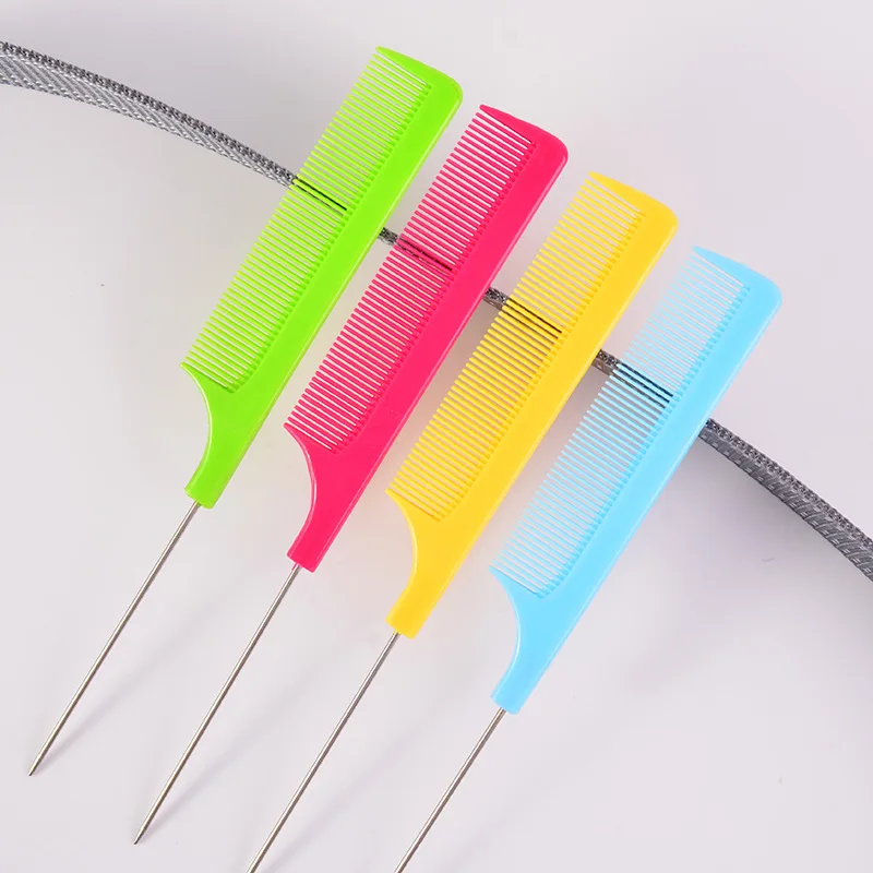 10 Color Anti-static Steel Pin Rat Tail Distribution Comb Own Brand ...