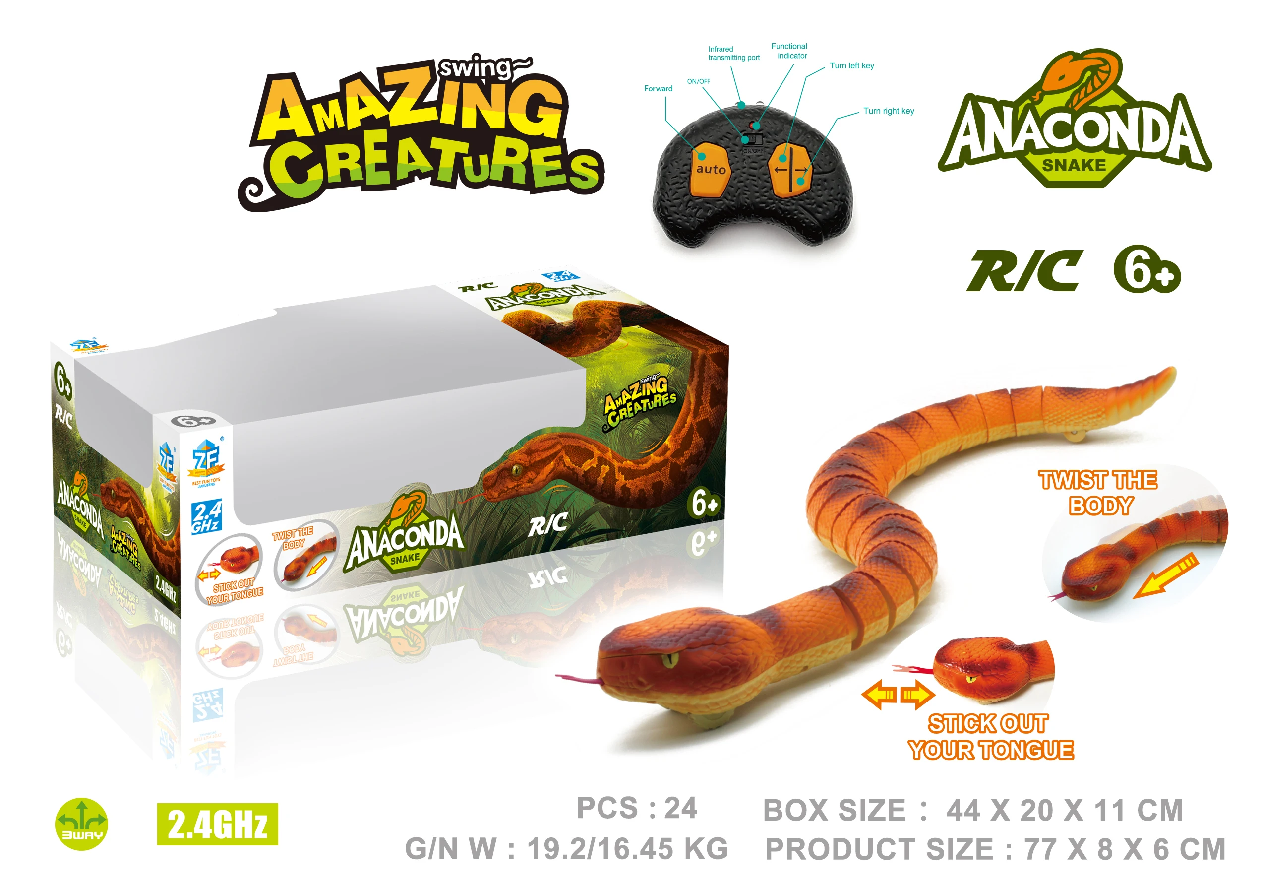 Wholesale 2.4g Infrared Lifelike Anaconda Twist Moving Toys RC Snake