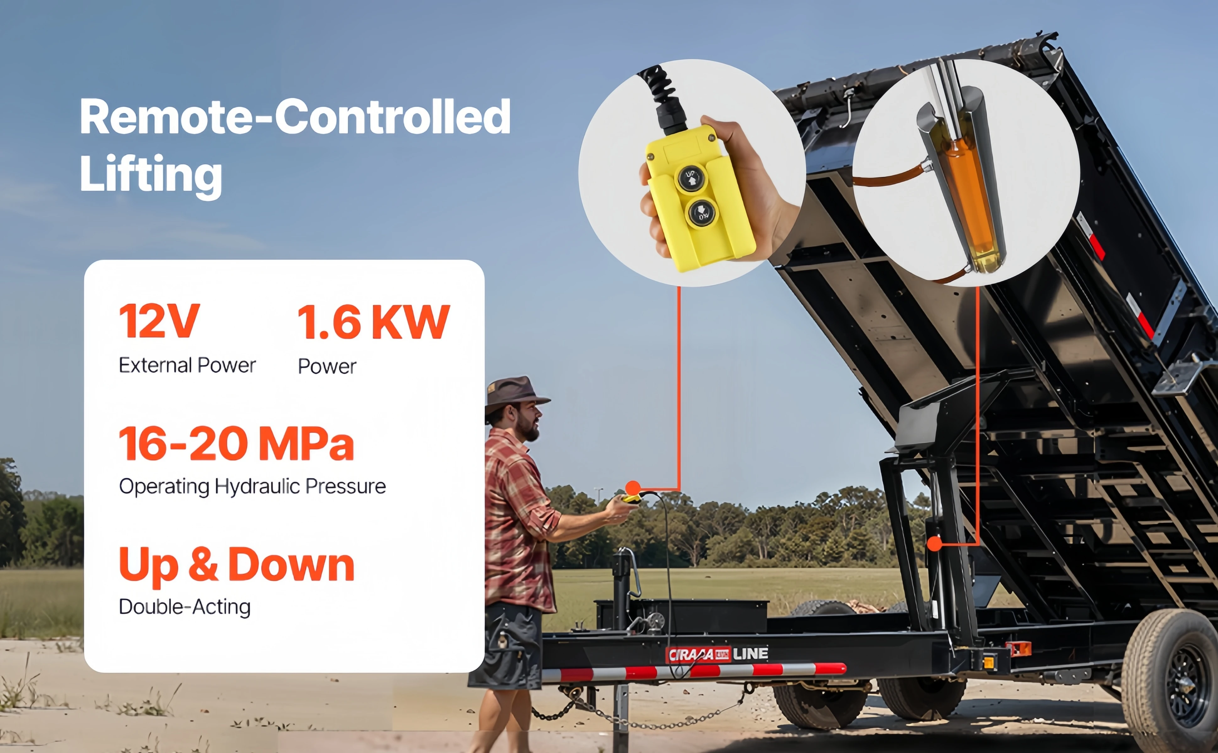 Hydraulic Hoist for Trailer, PH416 Scissor Hoist Kit 6T Dump Trailer ...