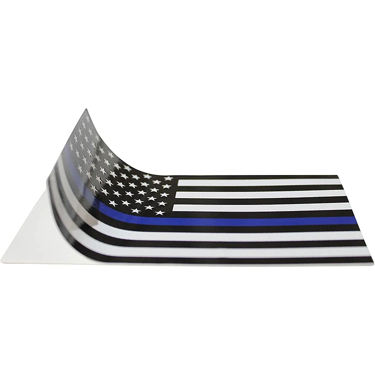 Reflective Thin Blue Line Flag Decal Black White American Flag Sticker ...
