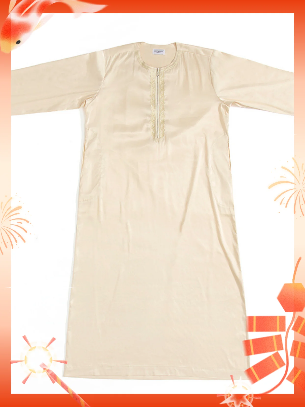 Wholesale Moroccan Thobe Men Embroidery Solid Color Thobes