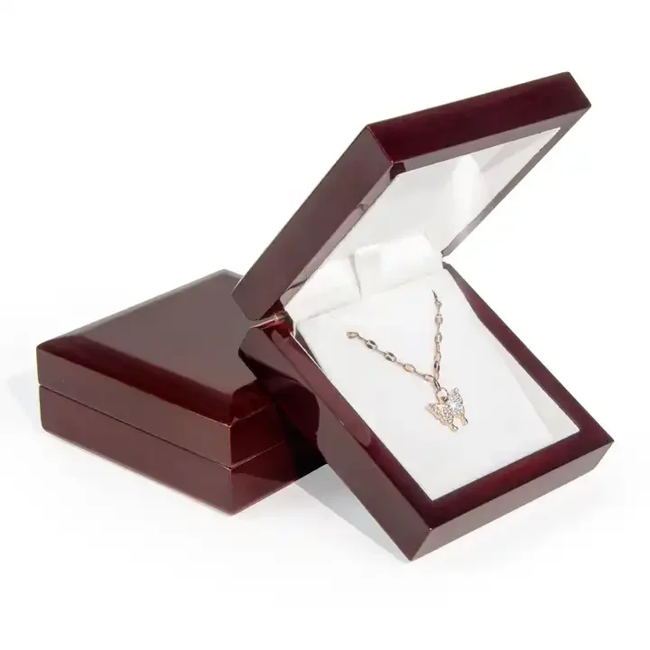 Hotsale Red Wood Spotlight Necklace Box Led Pendant Wooden Box Jewelry ...