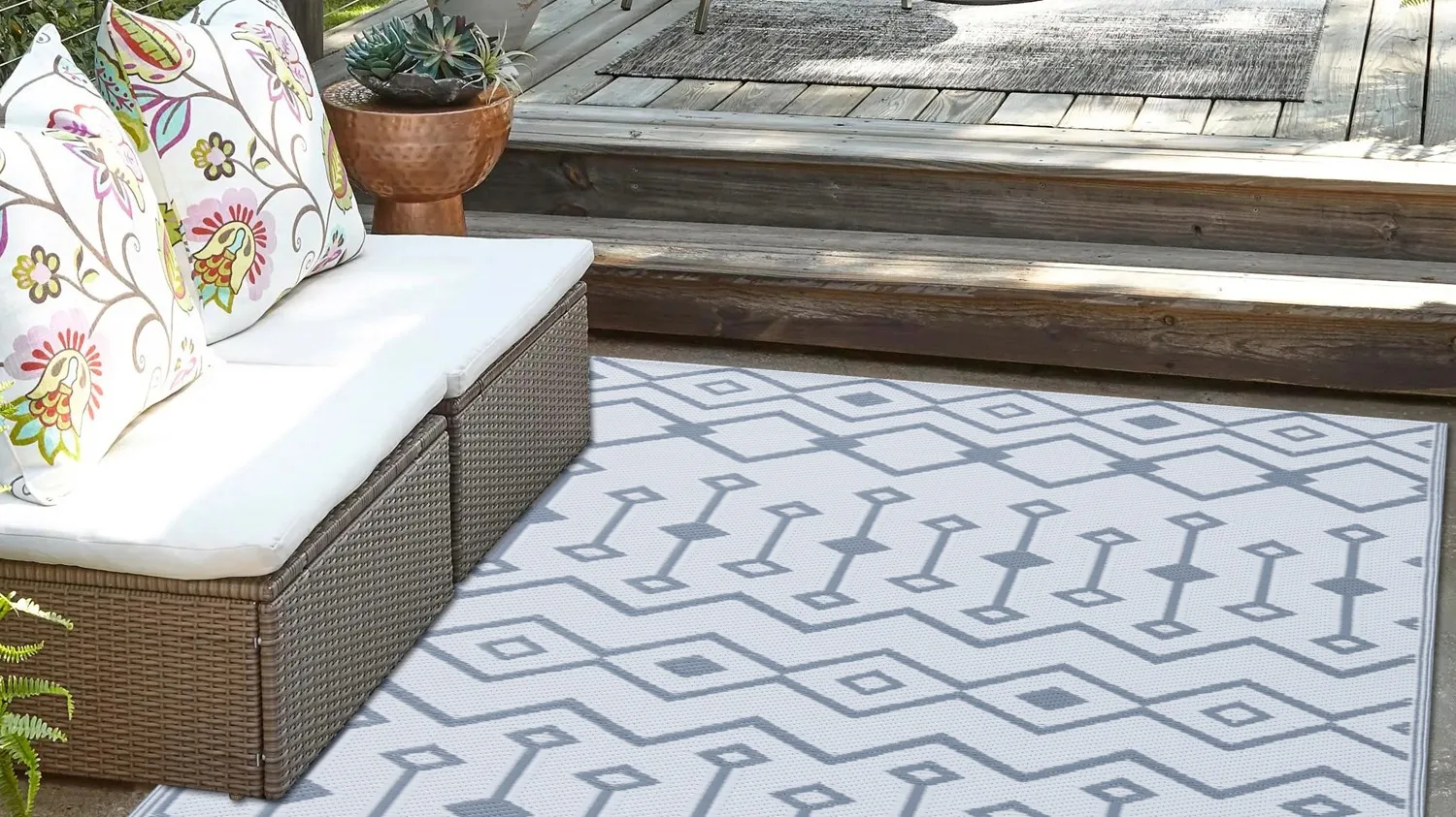 Washable Anti-uv Outdoor Rug Pp Woven Patio Garden Home Decorative ...