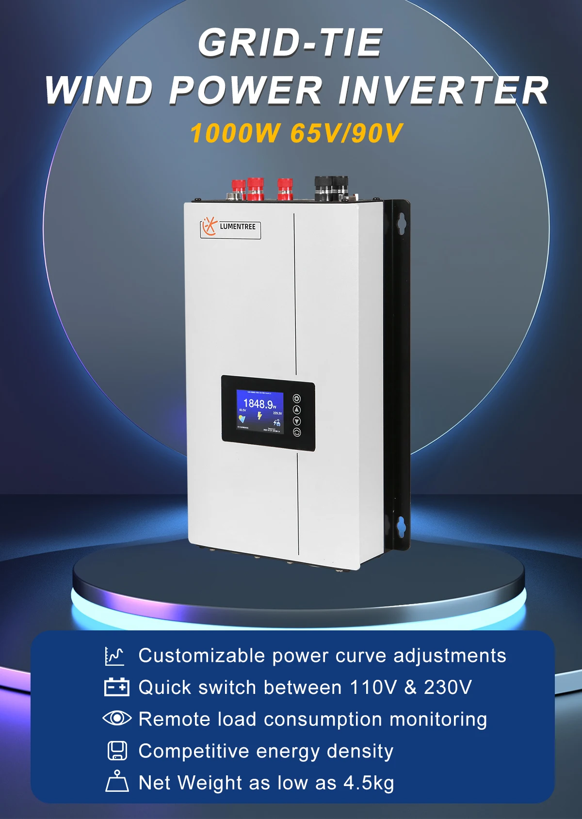 Lumentree On-grid Wind Turbine Inverter 1kw 1 Phase Grid-tie Wind ...