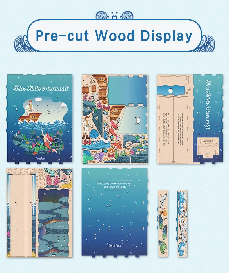 Tonecheer The Little Mermaid Bookend Led Light 3d Doll House Kits ...