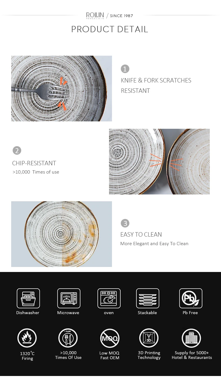 F2D Plates - Nordic Piece Dinnerware Set of 12 Ceramic