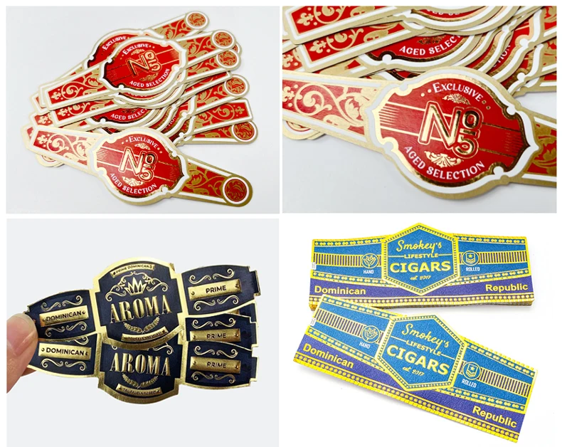 Custom Cigar Band Label Stickers - Gold Foil Embossed