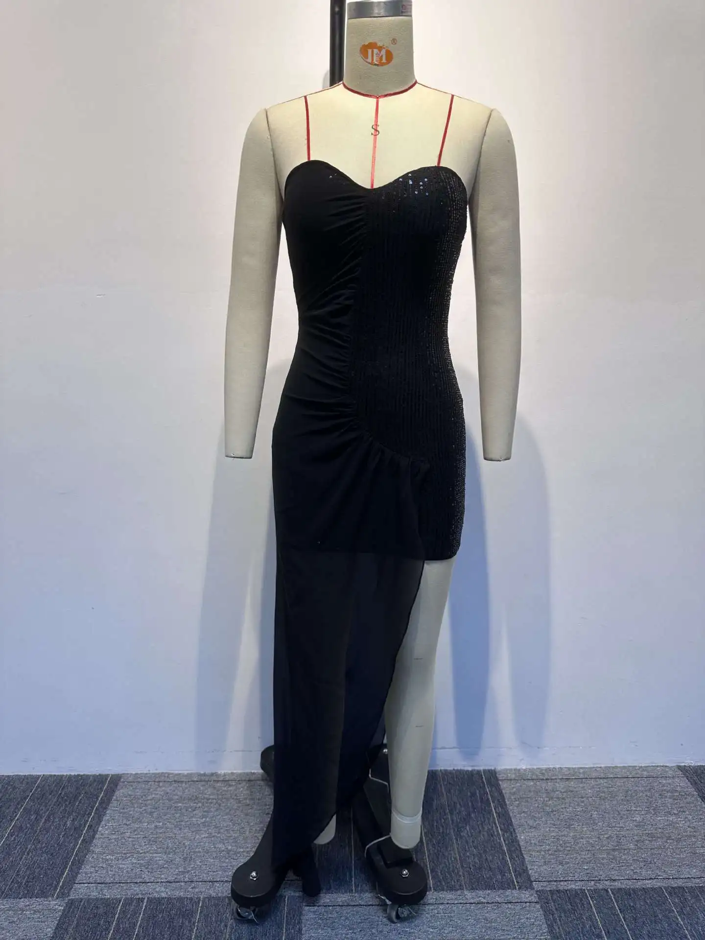 Cy900864 Modest Party Dress Sleeveless Irregular Hem Sequined Bodycon ...