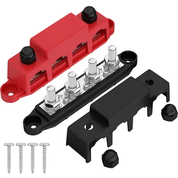 Automatic Marine Electric Busbar 4 Stud 3/8" M10 Post Battery Power Distribution Terminal Block ...