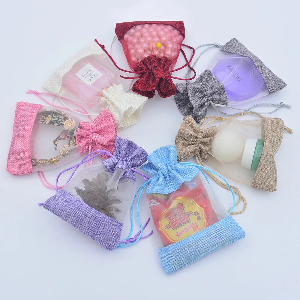 Jute Transparent Linen Bag - Perfect for Candy Packaging