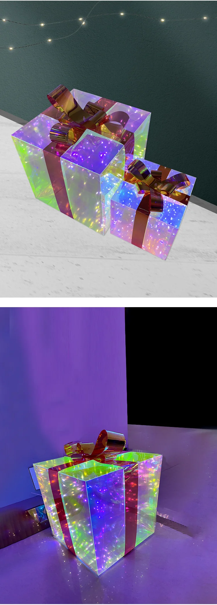 Led Luminous Christmas Colorful Gift Box Light Indoor Outdoor ...